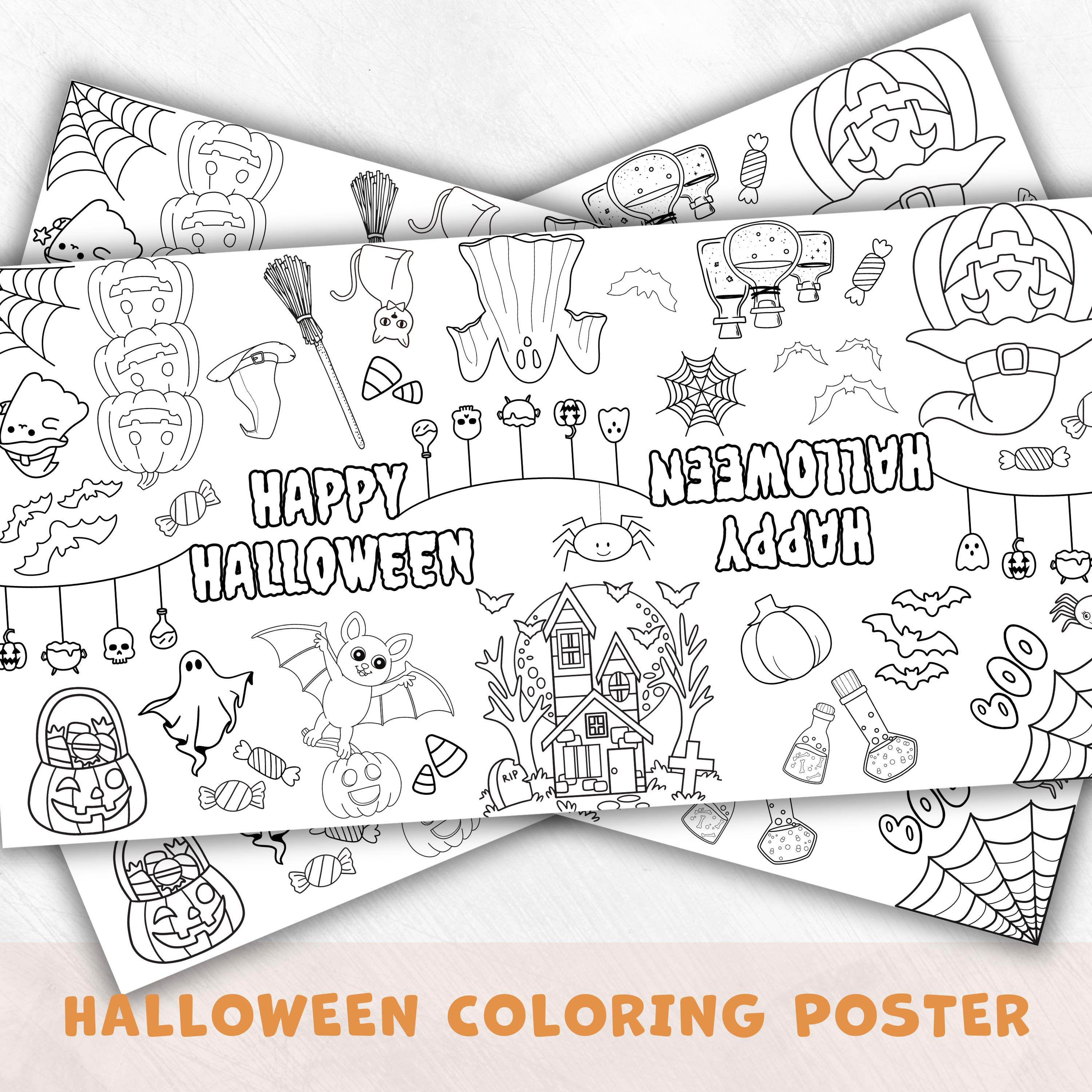 Kids Halloween Coloring Poster: Party Activity (digital Download) - Etsy