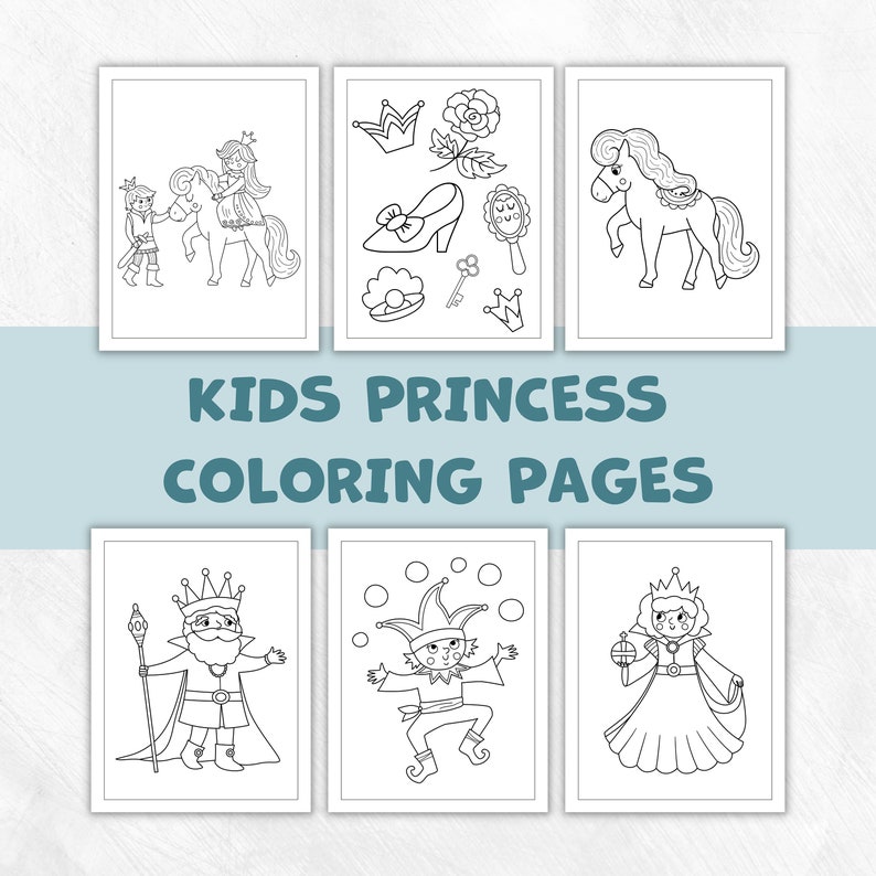Digital Princess Coloring Book for Kids | Printable Princess Coloring ...