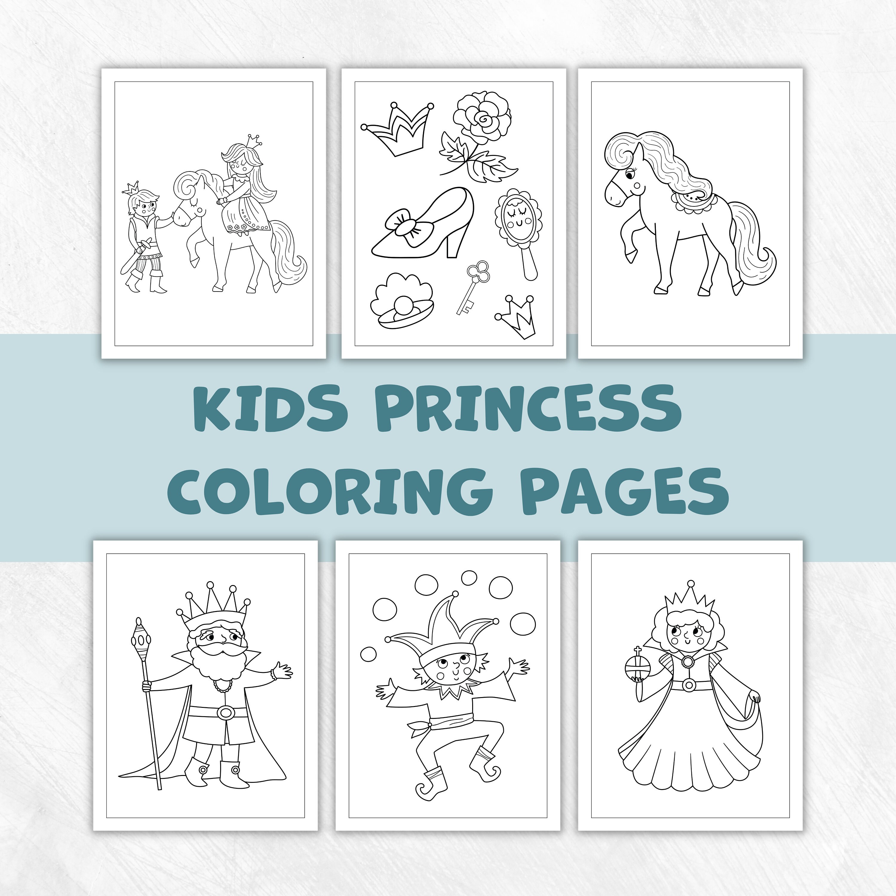 Digital Princess Coloring Book for Kids Printable Princess Coloring ...