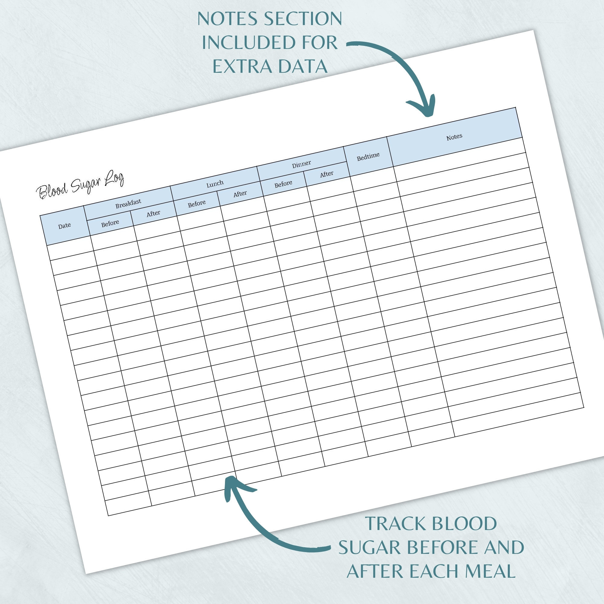 Daily Blood Sugar Tracker | Printable Diabetic Log | Diabetes ...