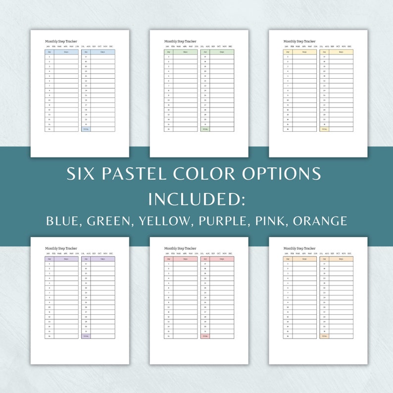 Daily Step Tracker | Step Log | Monthly Printable Step Tracker | Health ...
