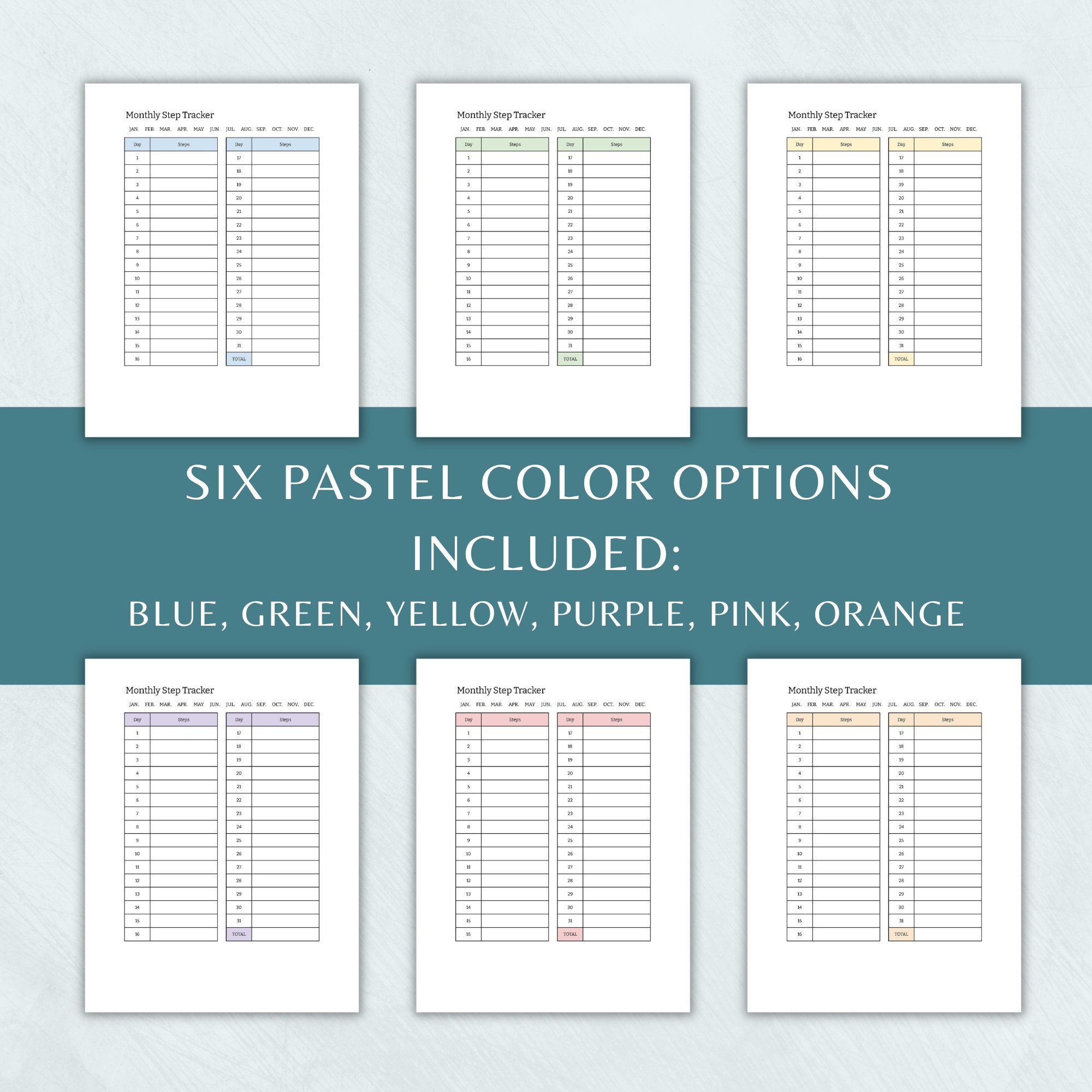 Daily Step Tracker | Step Log | Monthly Printable Step Tracker | Health ...