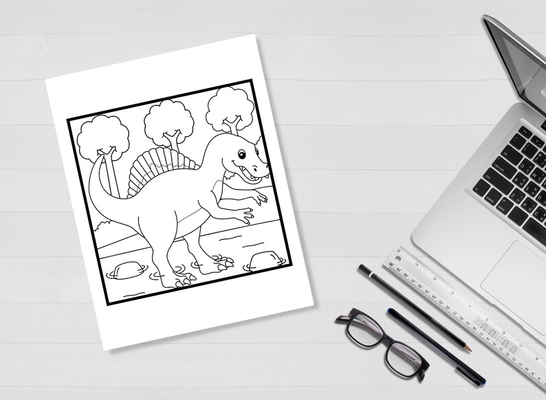 Digital Dinosaur Coloring Book for Kids | Printable Dinosaur Coloring ...