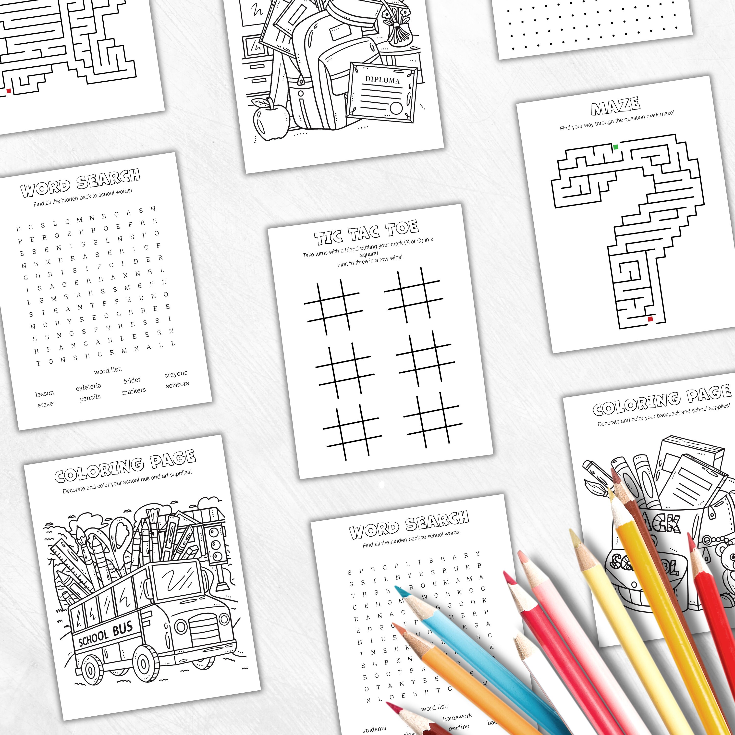 Kids Back to School Activity Book Printable Worksheets and Learning ...