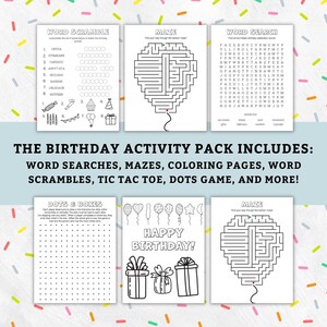 Kids Birthday Activity Book: 12 Printable Games (digital Download) - Etsy