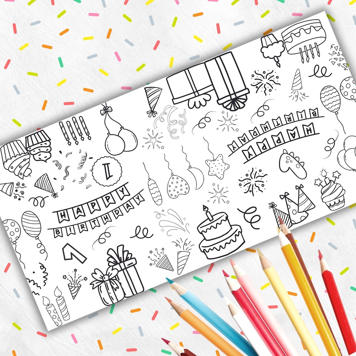 Personalized Digital Kids Birthday Coloring Poster | Printable Birthday ...