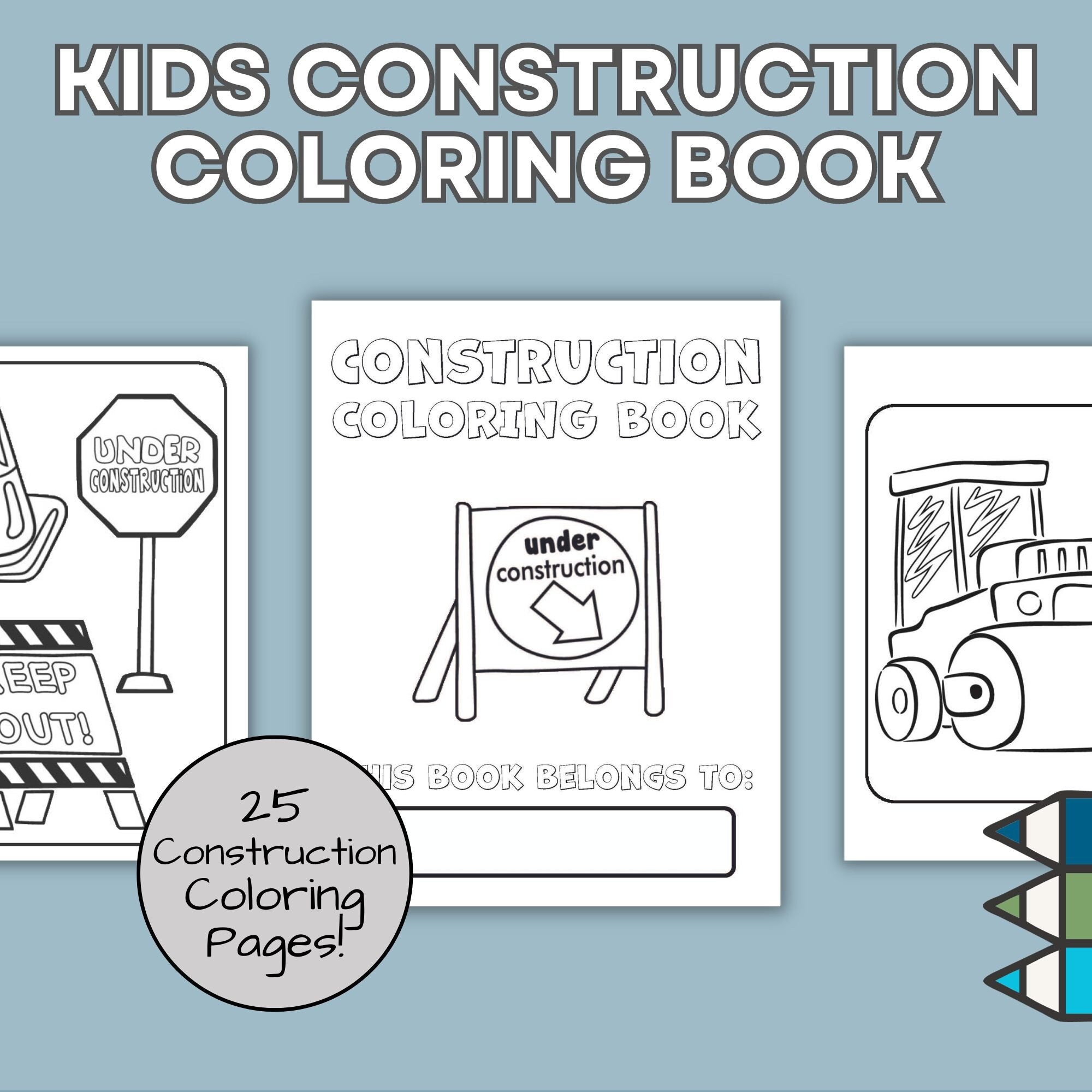 Printable Kids Construction Coloring Book | 25 Printable Coloring Pages ...