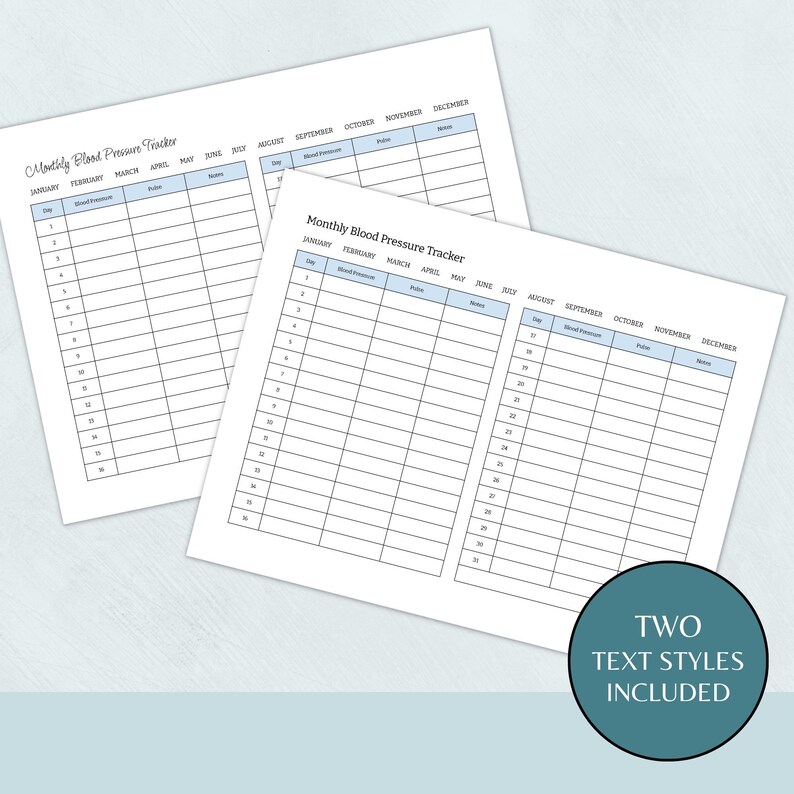 Blood Pressure Tracking Log | Printable BP Tracker | Daily Blood ...