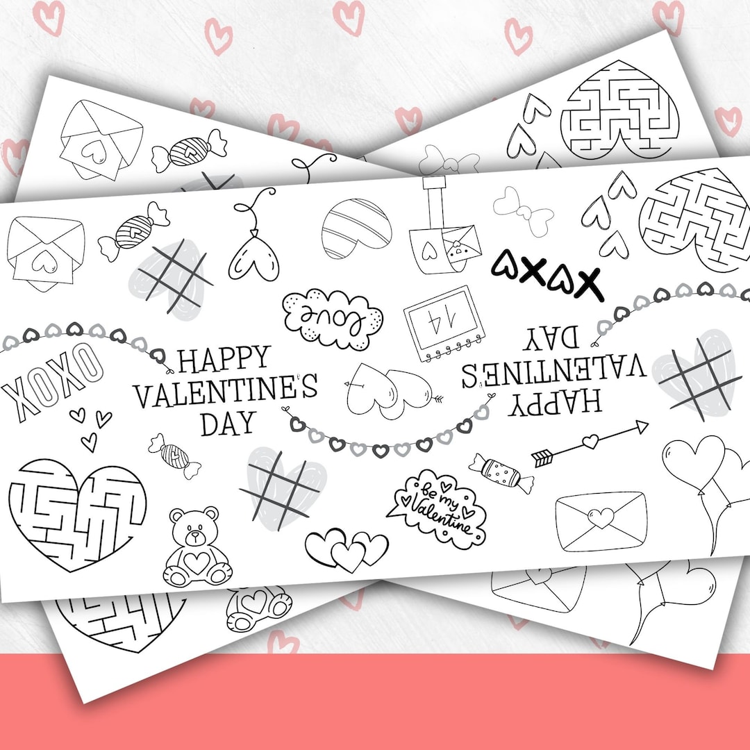 Valentine's Day Coloring Poster: Kids Activity Pages (digital Download ...