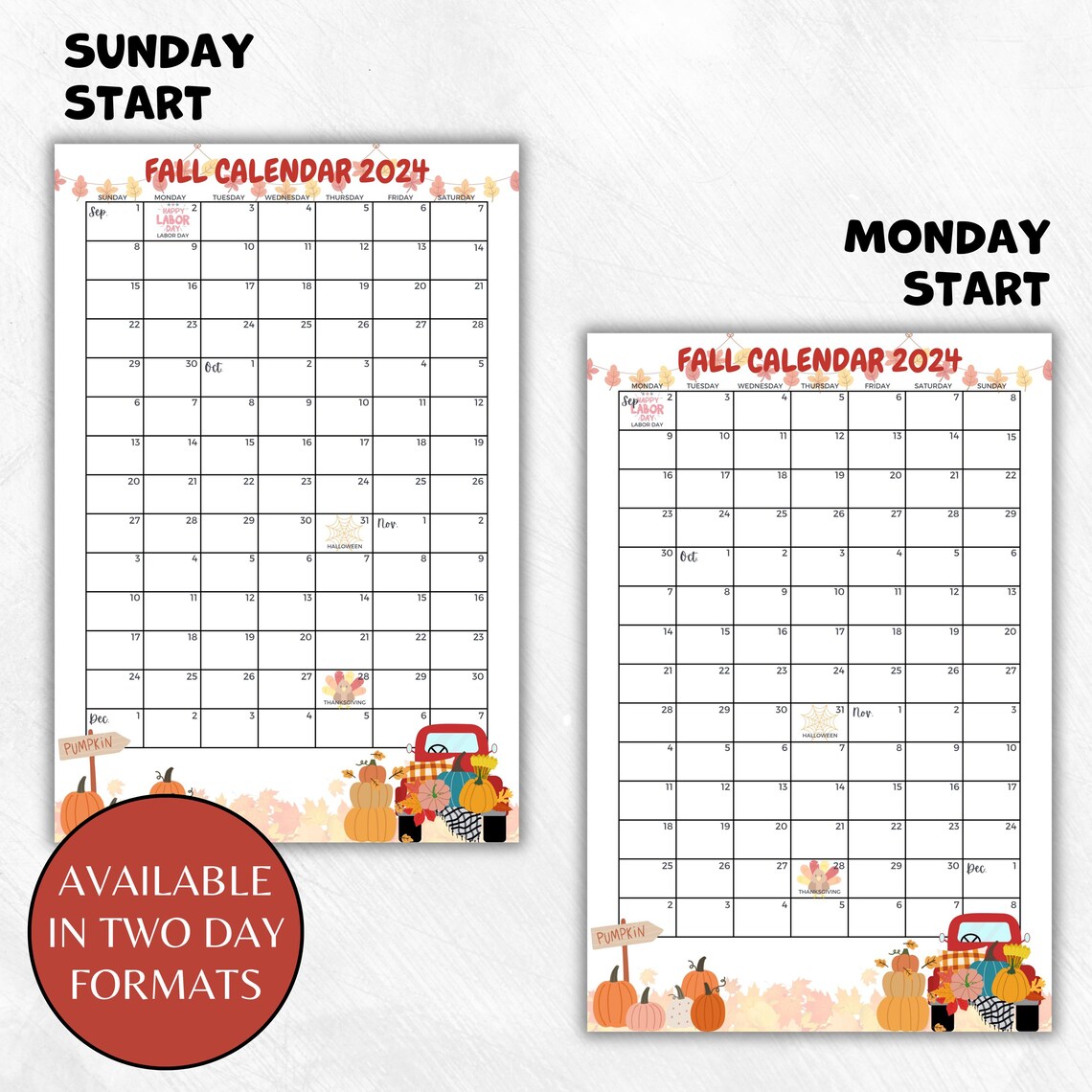 Printable Kids Fall 2024 Wall Calendar | Bucket List Fall Activities ...