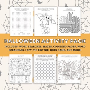 Halloween Activity Book for Kids: 16 Pages (digital Download) - Etsy