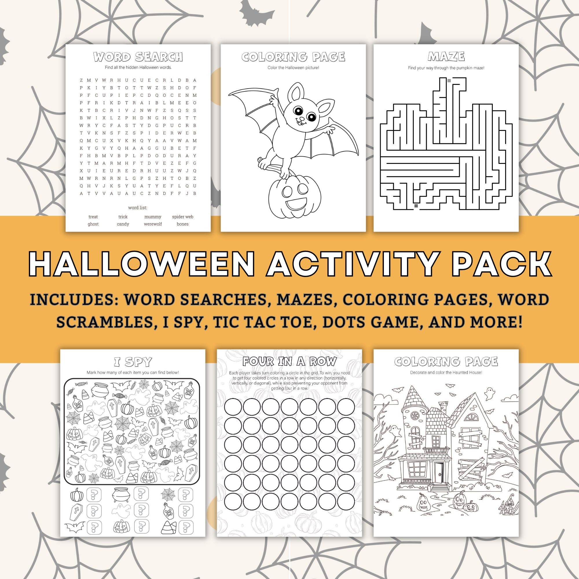 Halloween Activity Book for Kids: 16 Pages (digital Download) - Etsy