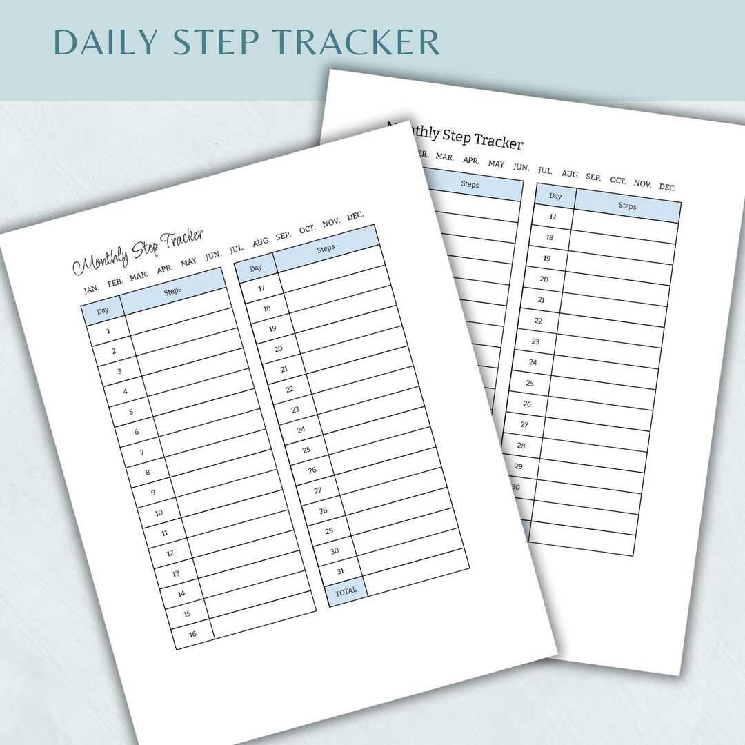 Daily Step Tracker | Step Log | Monthly Printable Step Tracker | Health ...