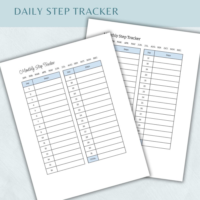 Daily Step Tracker Step Log Monthly Printable Step Tracker Health and ...