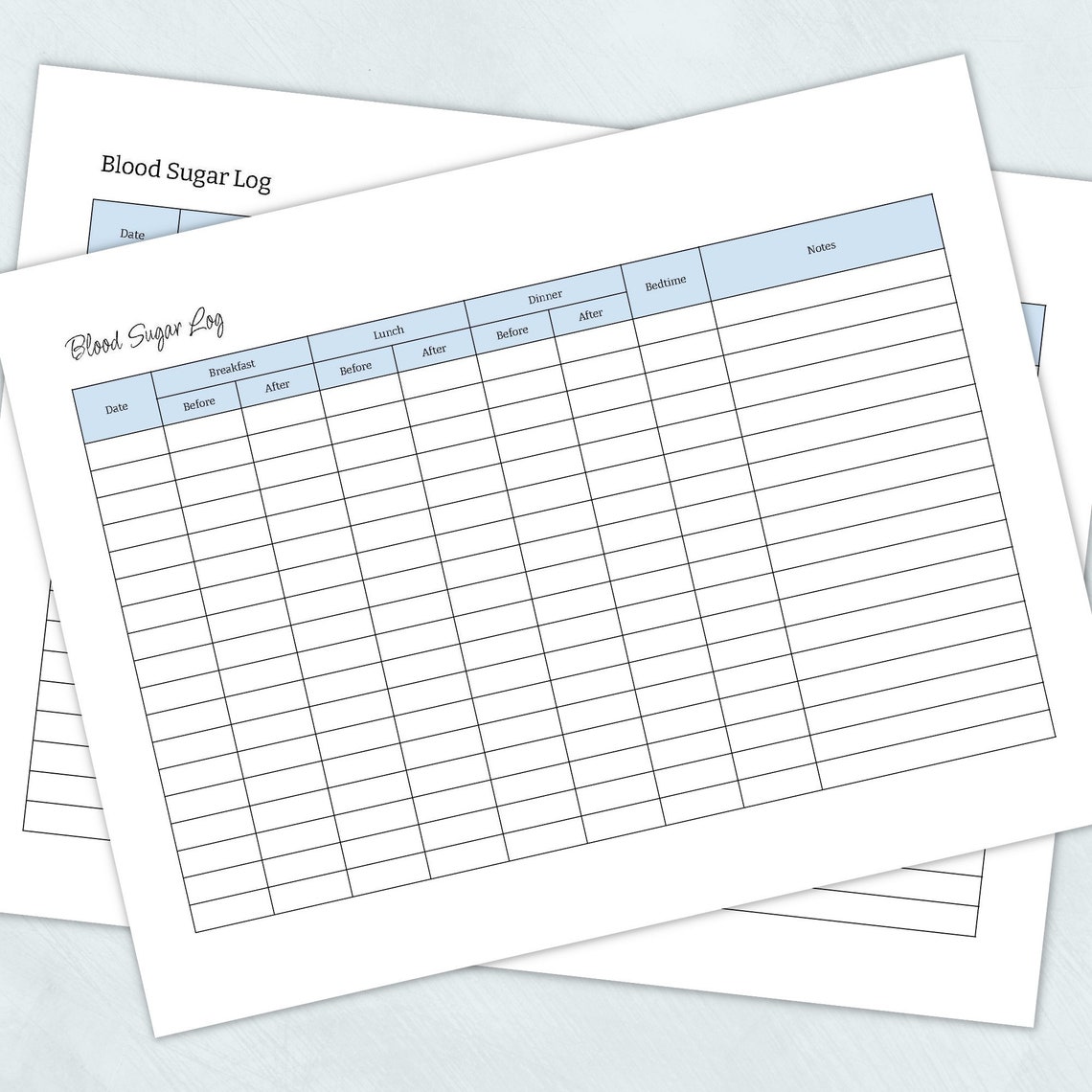 Daily Blood Sugar Tracker Printable Diabetic Log Diabetes Management ...