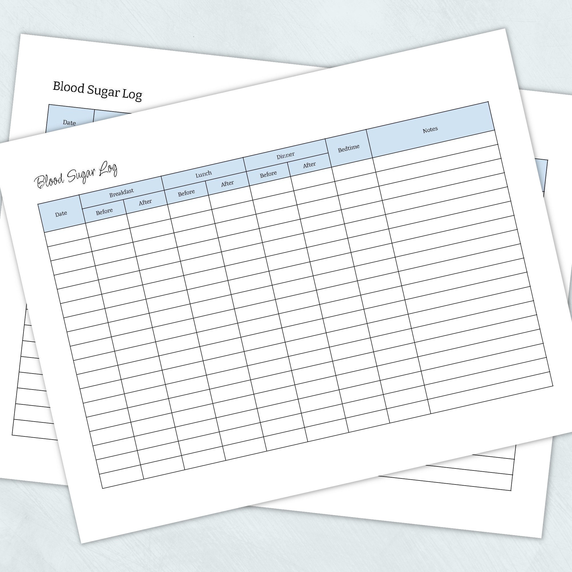 Daily Blood Sugar Tracker | Printable Diabetic Log | Diabetes ...