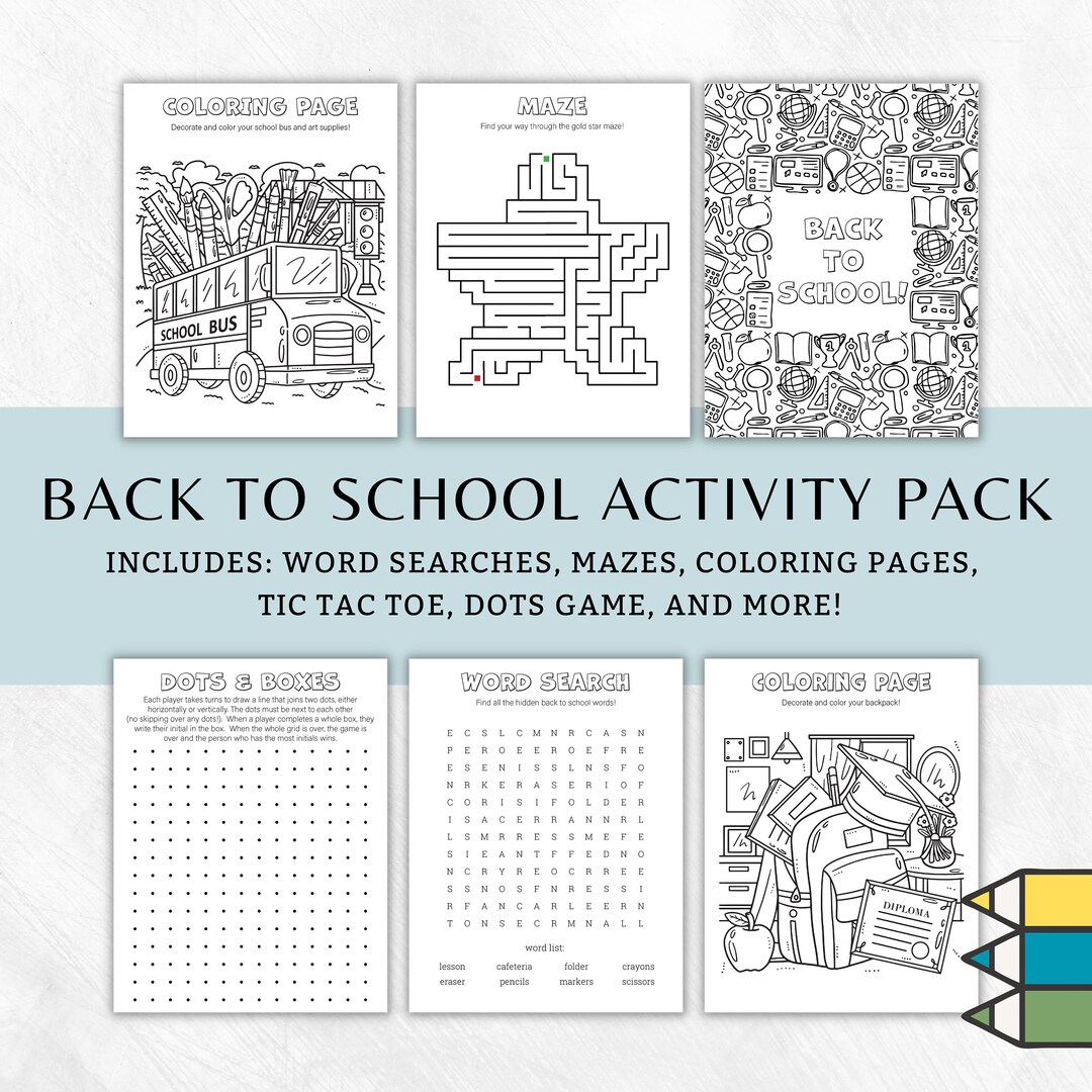 Kids Back to School Activity Book | Printable Worksheets and Learning ...