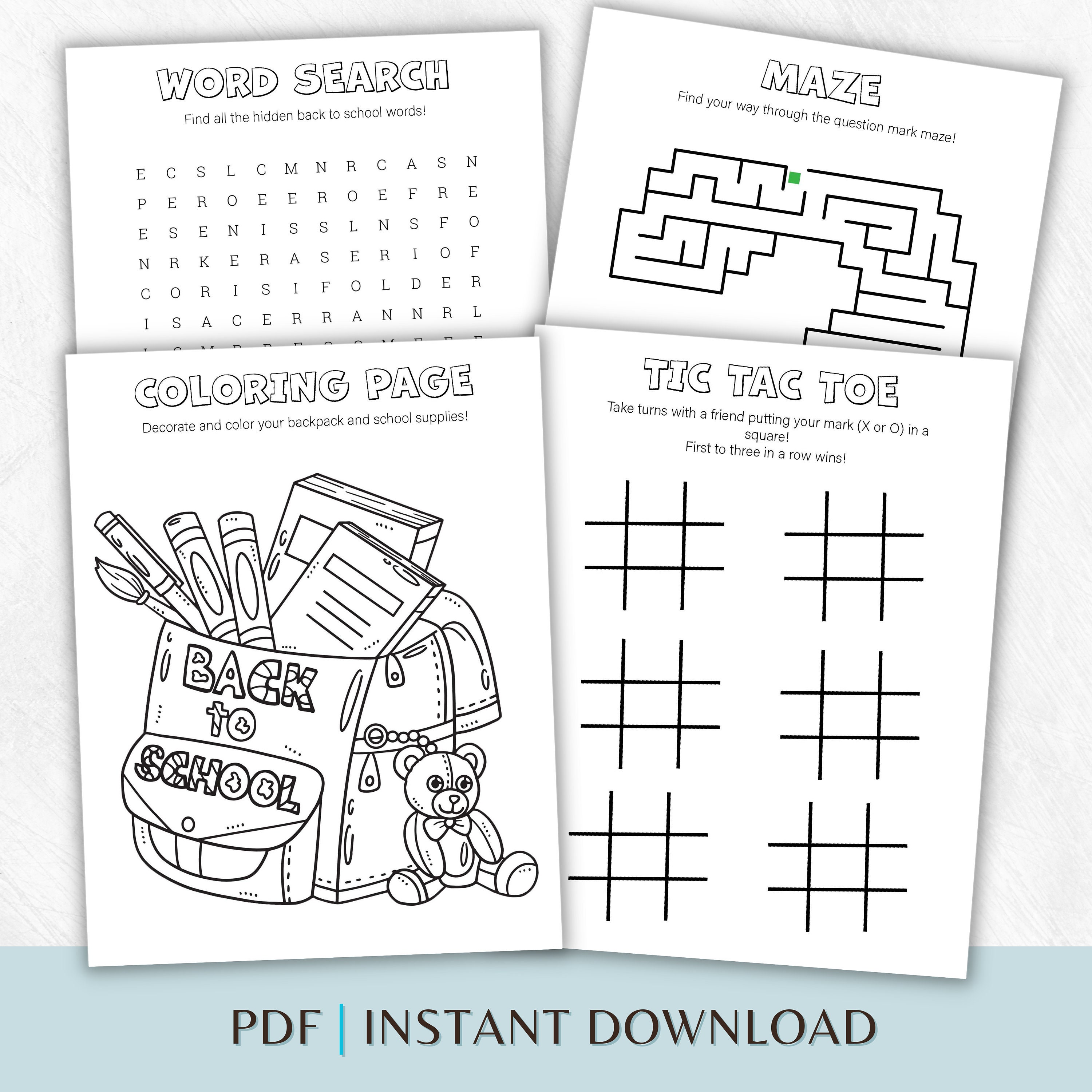 Kids Back to School Activity Book Printable Worksheets and Learning ...