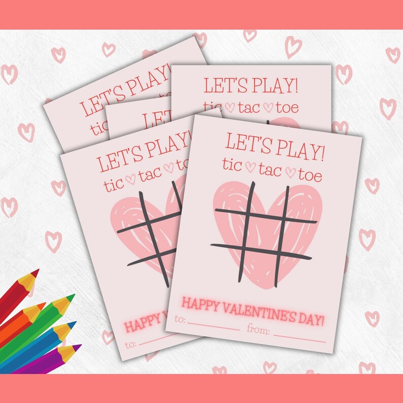 Tic Tac Toe Valentine's Day Cards for Kids (digital Download) - Etsy