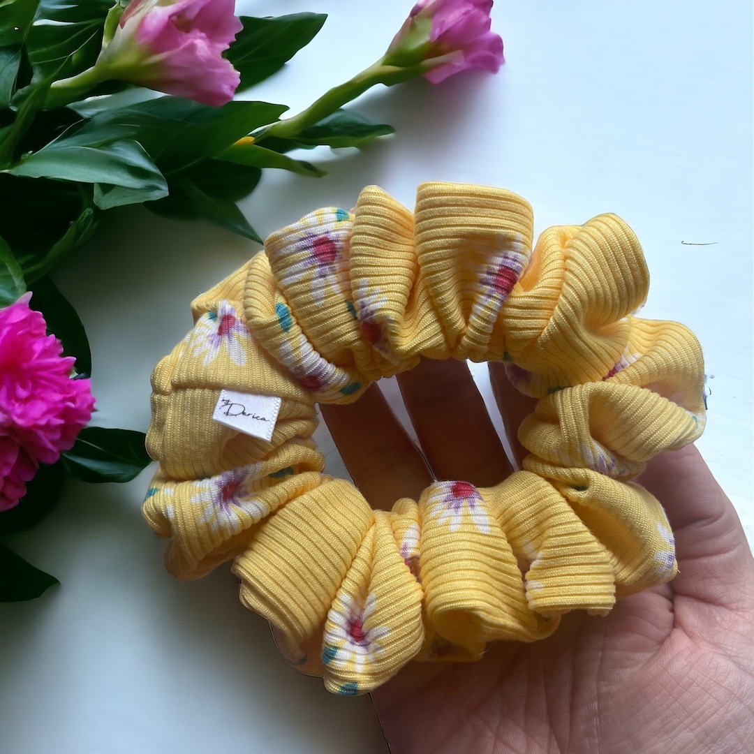Super Soft Knit Cotton Spring Scrunchies Floral Scrunchie Hair ...