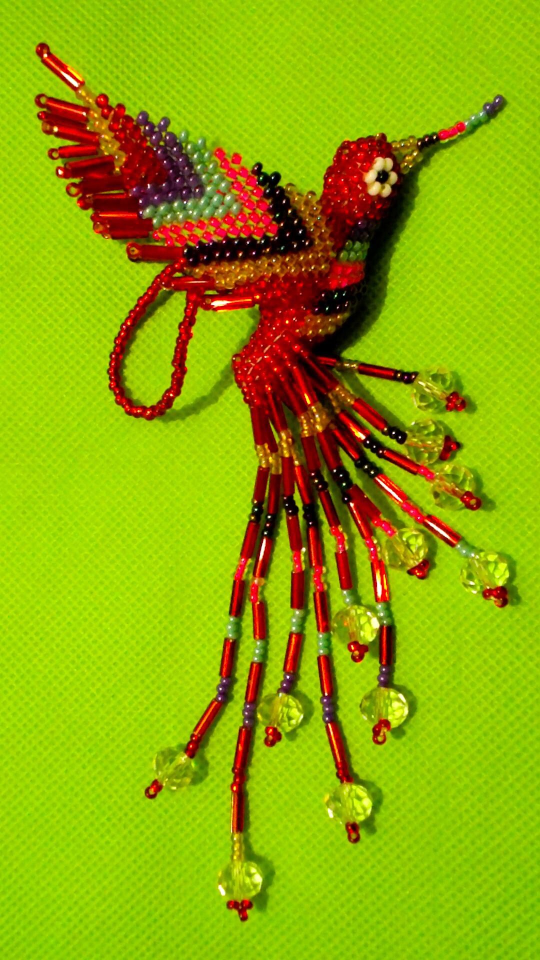 10 Hummingbird Glass Seed Bead Ornaments czech Glass Seed Beads, Nylon ...