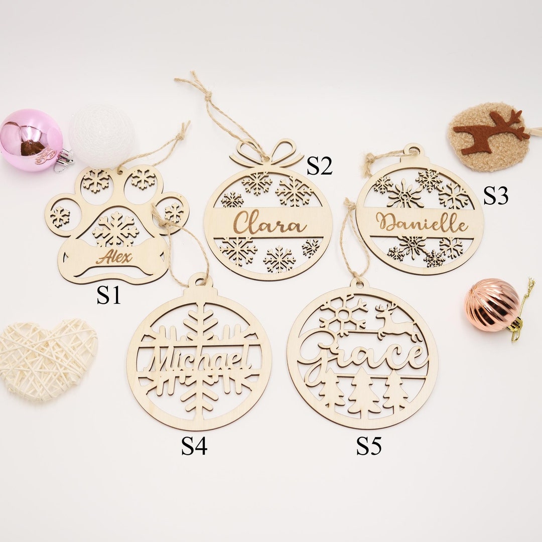 Custom Family Christmas Baubles,christmas Tree Decor,wood Name Ornament ...