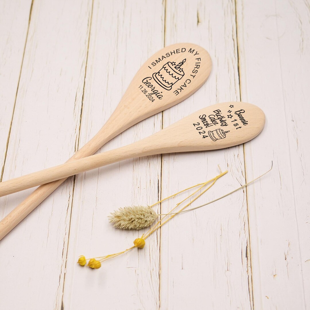 Custom First Birthday Cake Smash Wooden Spoon, Child's Name Award Spoon ...