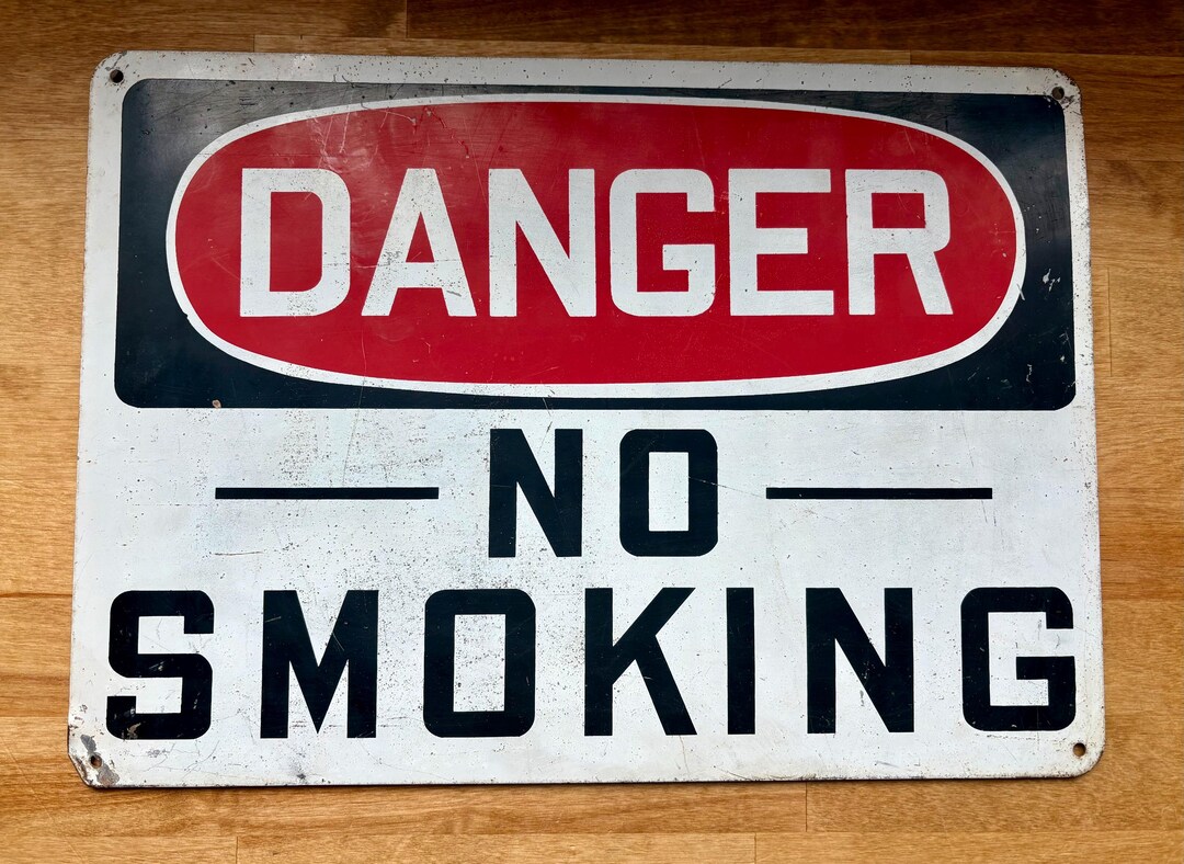 Vintage Danger No Smoking Metal Sign, Industrial Safety Sign, Retro ...