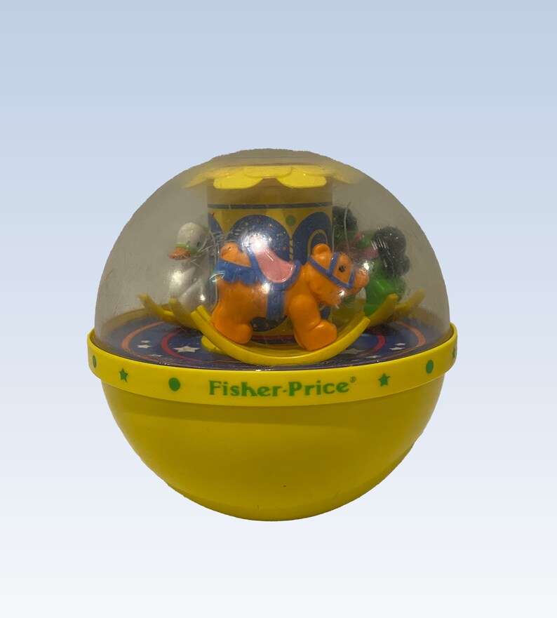 Vintage 1985 Fisher Price Roly Poly Merry-go-round Carousel Yellow ...