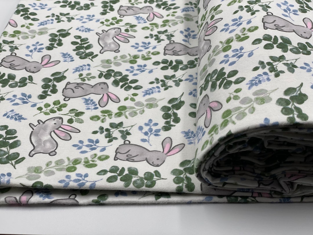 Bunny Flannel Fabric by the Yard 100% Cotton Bunny Nursery - Etsy