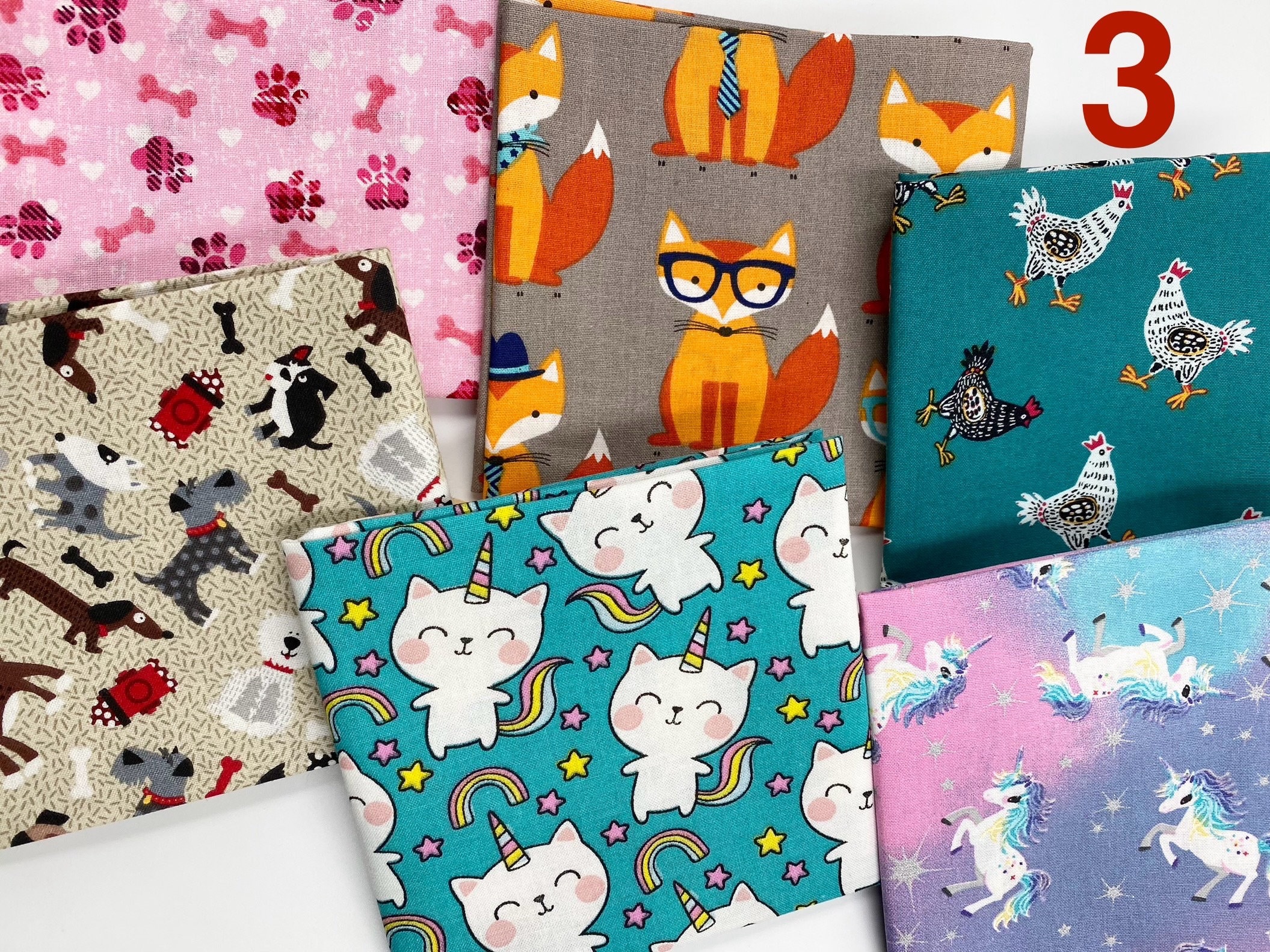 Animal Themed Fat Quarters Bundle Variety 100% Premium Cotton Fabric ...