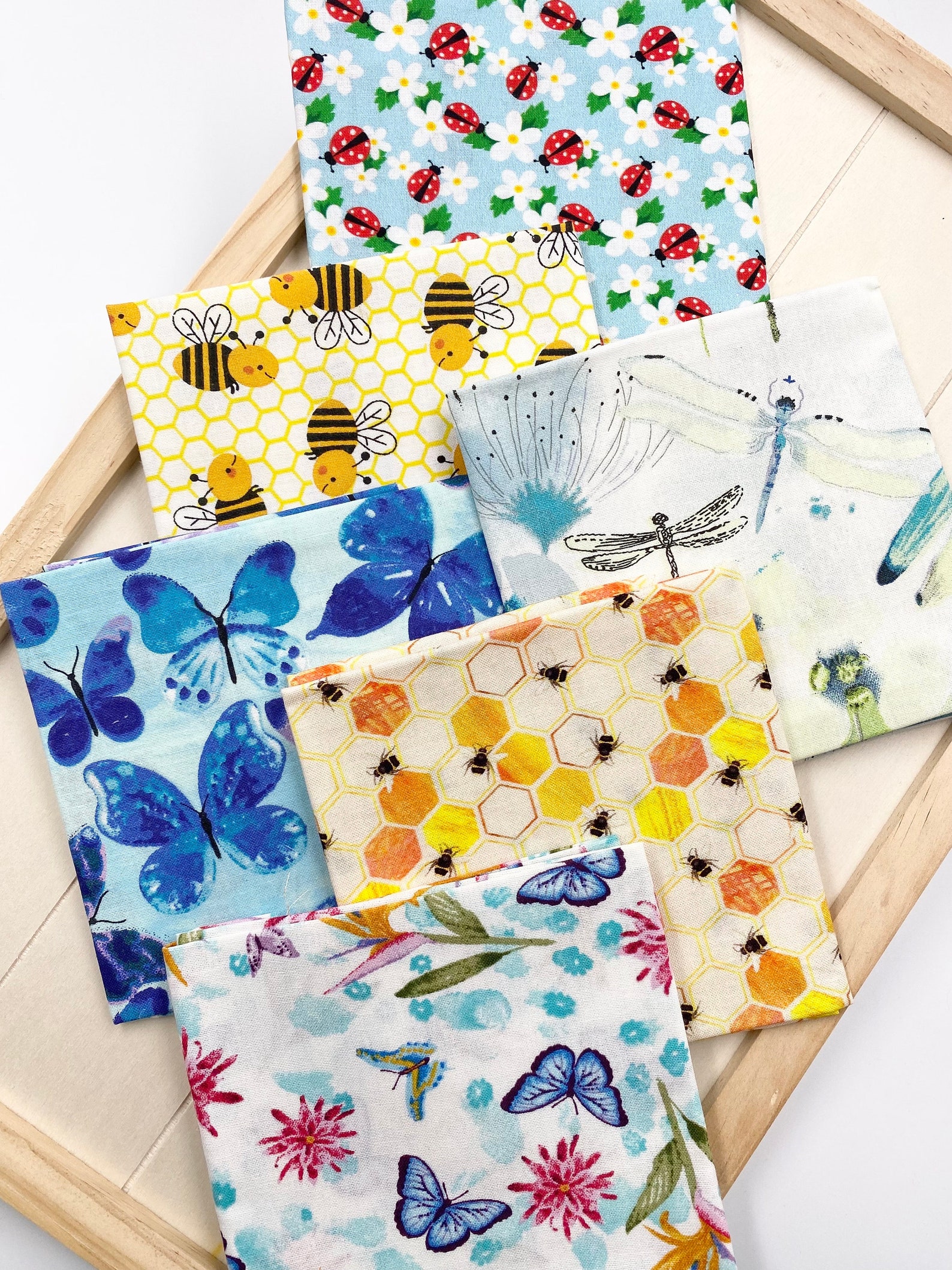 6 Fat Quarter Bundle Butterflies 100% Cotton Fabric Bundle Quilting Fat ...
