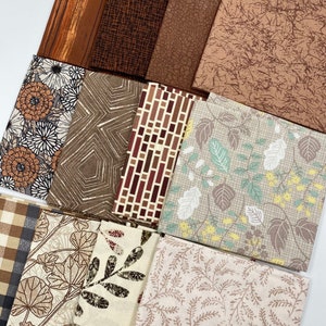 12 Fat Quarters Bundle Brown Shades 100% Premium Cotton Fabric Bundle ...