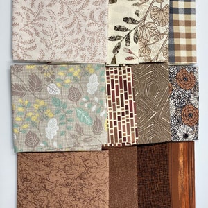 12 Fat Quarters Bundle Brown Shades 100% Premium Cotton Fabric Bundle ...