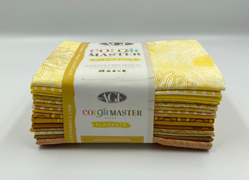 Color Master 16 Fat Quarters Bundle Fabric Art Gallery Starfruit Edition 100% Premium Cotton ...