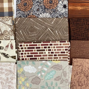 12 Fat Quarters Bundle Brown Shades 100% Premium Cotton Fabric Bundle ...