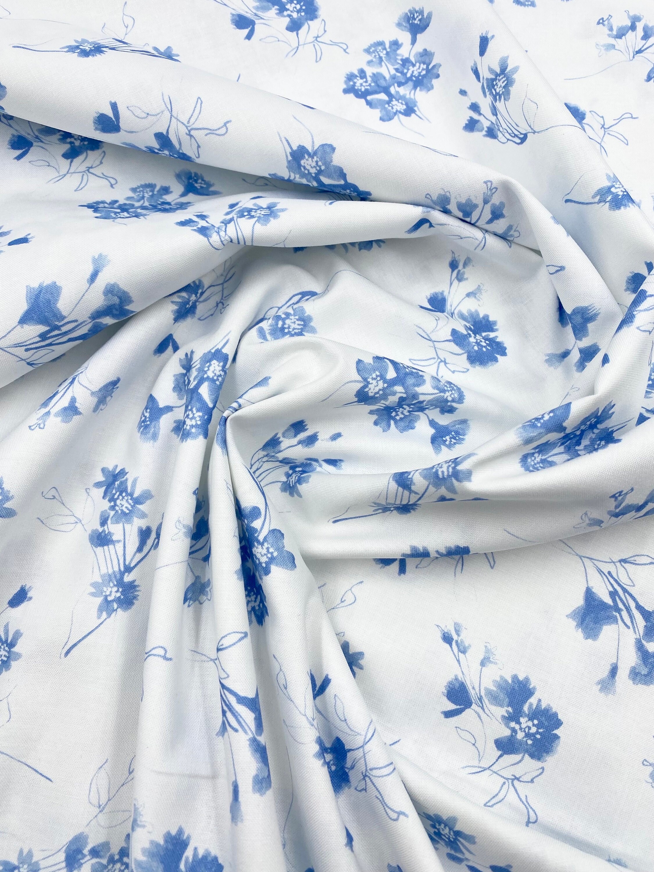 Tossed Nosegay Fabric Cotton 100% Cotton by Michael Miller Denim Floral ...
