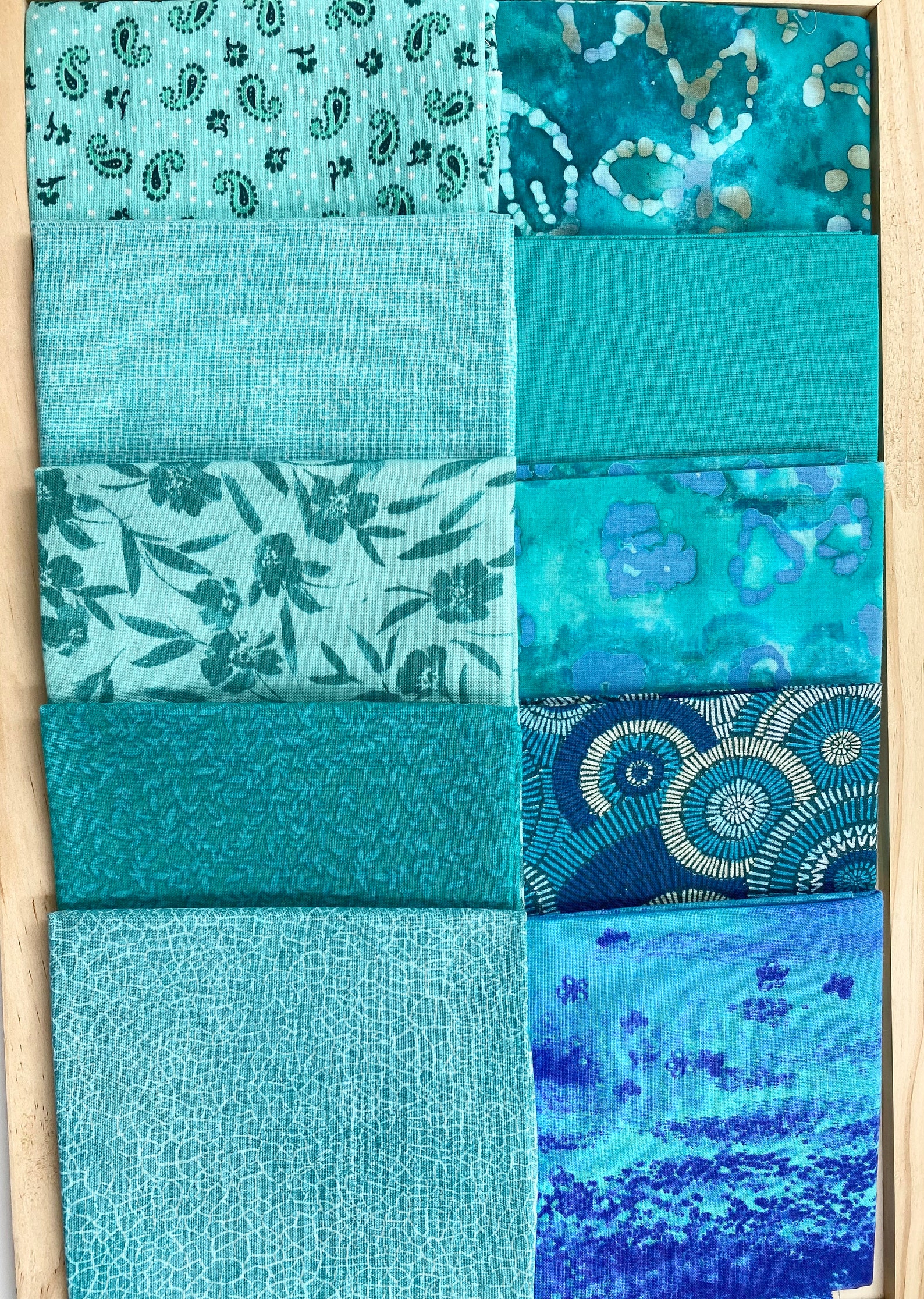 10 Fat Quarters Bundle Blue Shades 100% Cotton Fabric Bundle Quilting ...