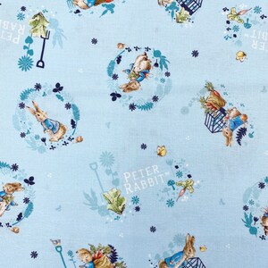 Peter Rabbit Blue Fabric 100% Cotton Garden Bunny Cotton Fabric by Yard ...