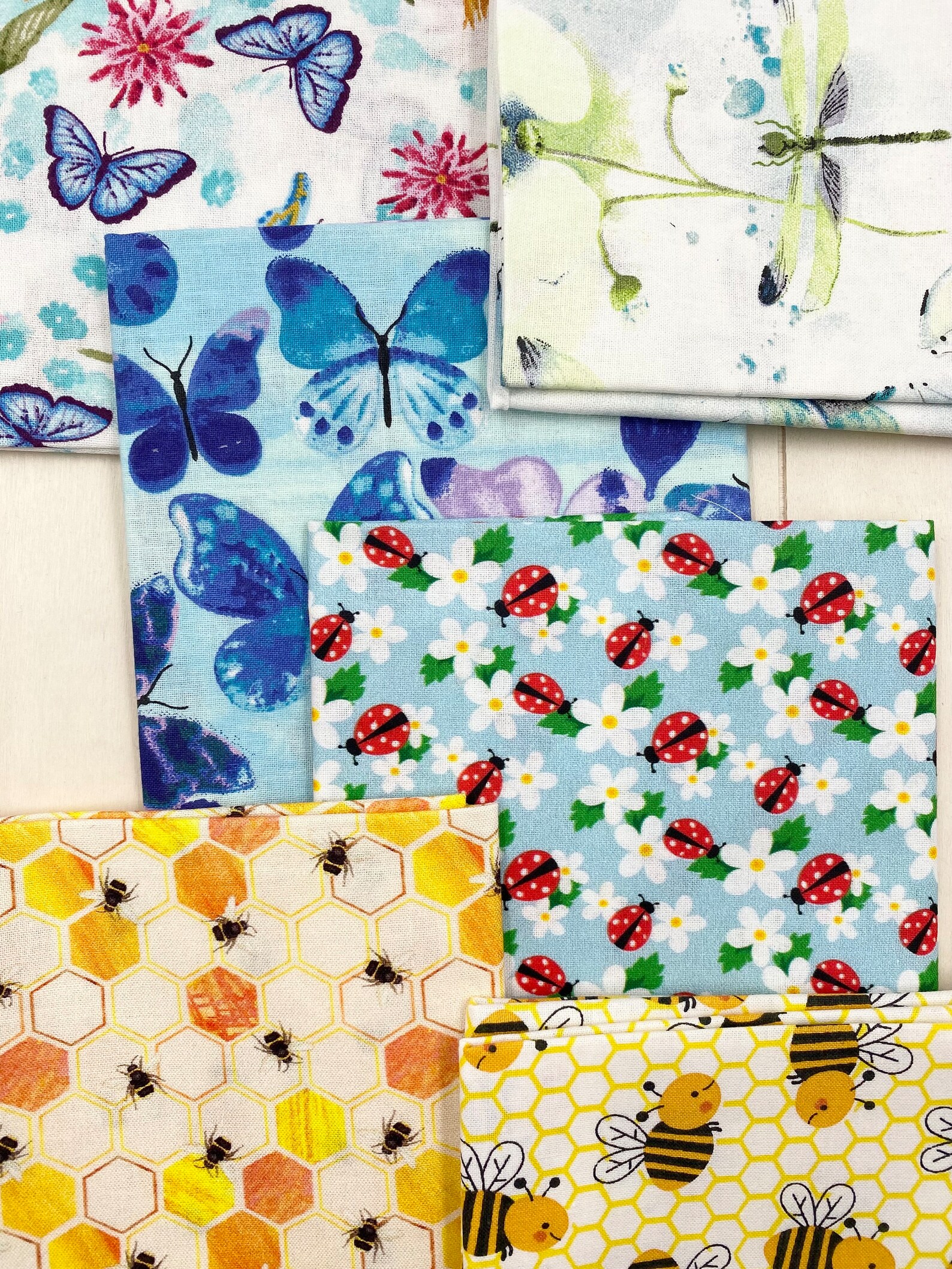 6 Fat Quarter Bundle Butterflies 100% Cotton Fabric Bundle Quilting Fat ...