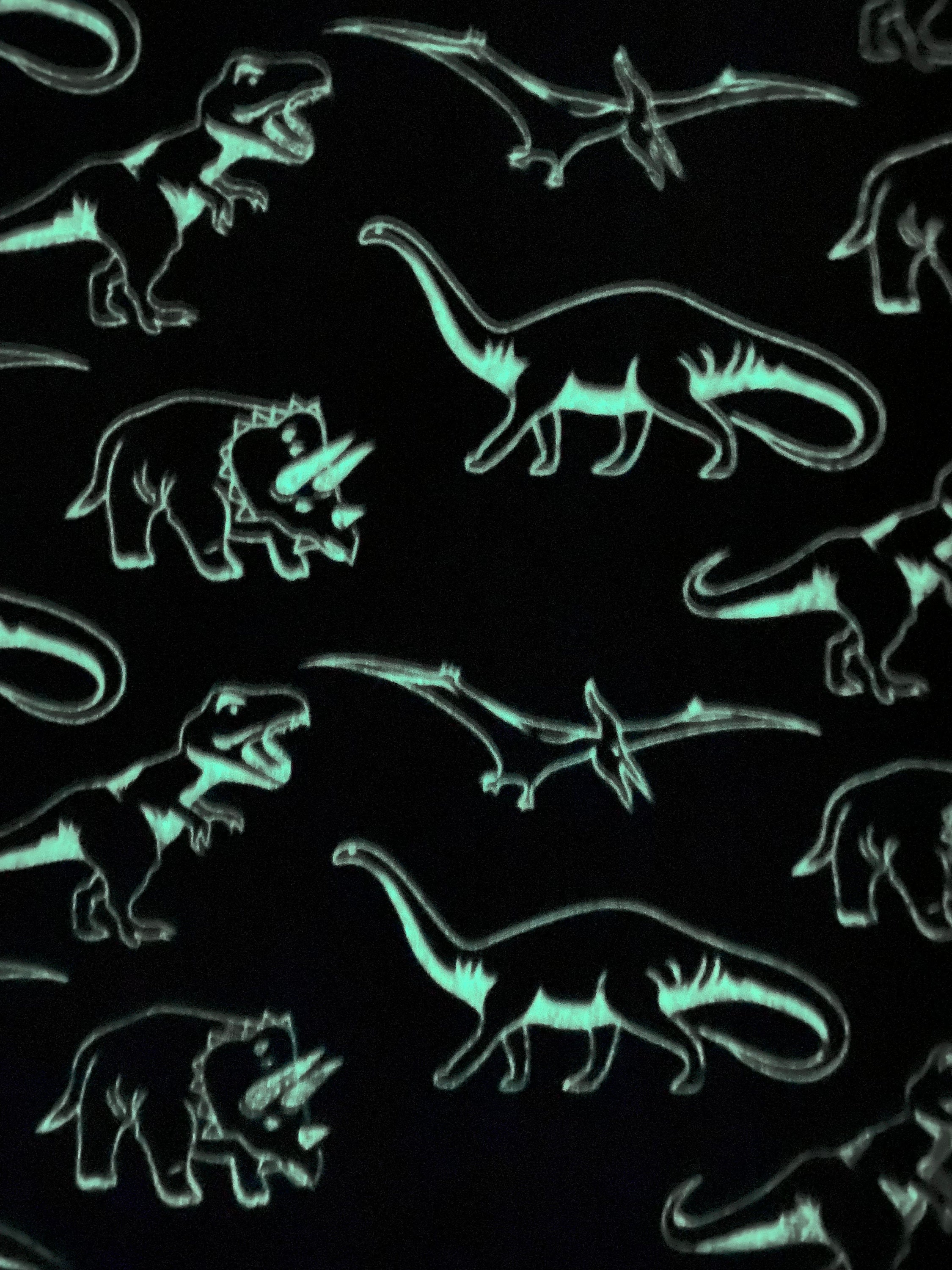 Dinosaur Flannel Fabric by the Yard 100% Cotton Glow in the Dark ...