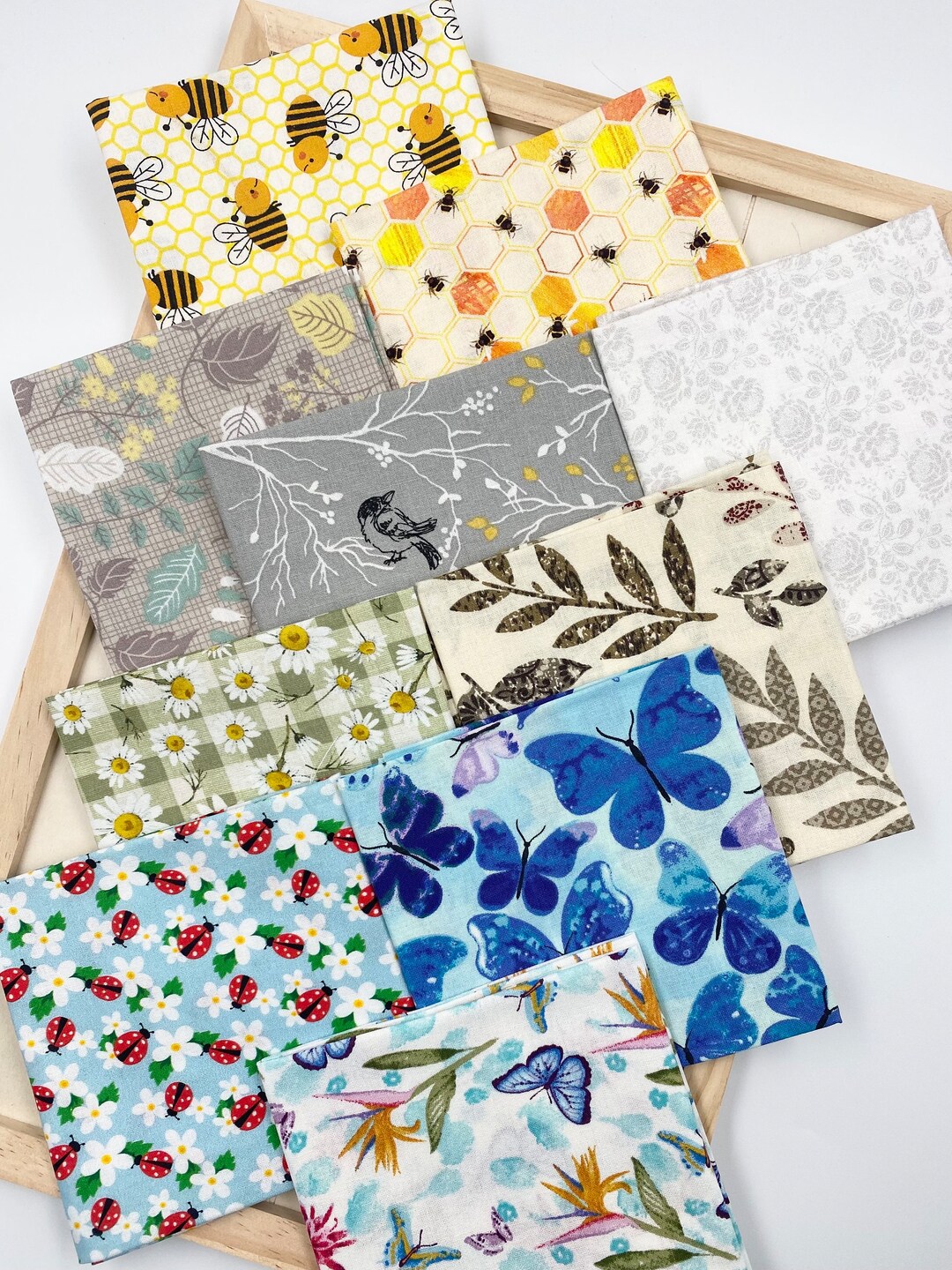 10 Fat Quarters Bundle Butterfly Floral 100% Premium Cotton Fabric ...