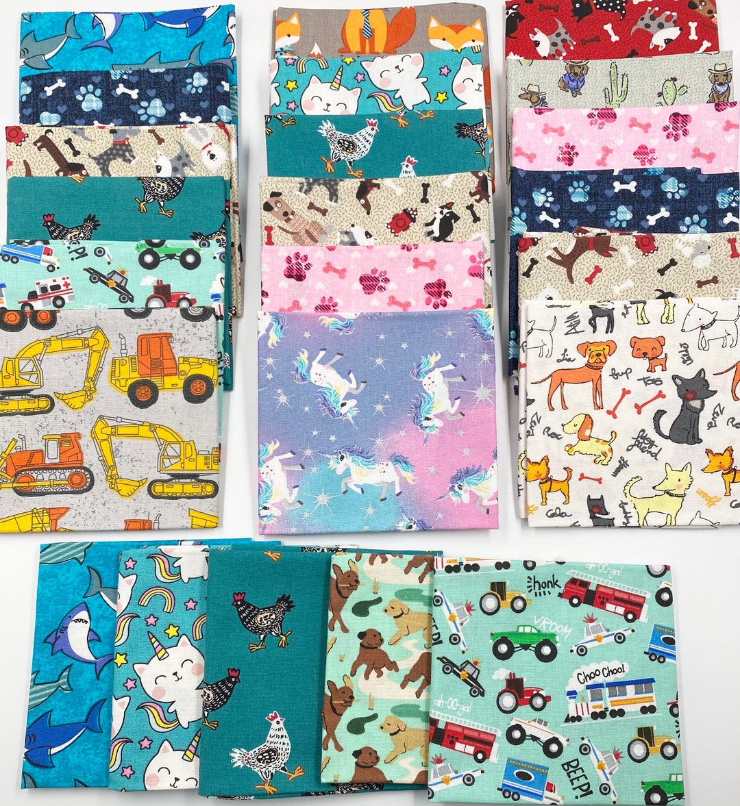 Animal Themed Fat Quarters Bundle Variety 100% Premium Cotton Fabric ...