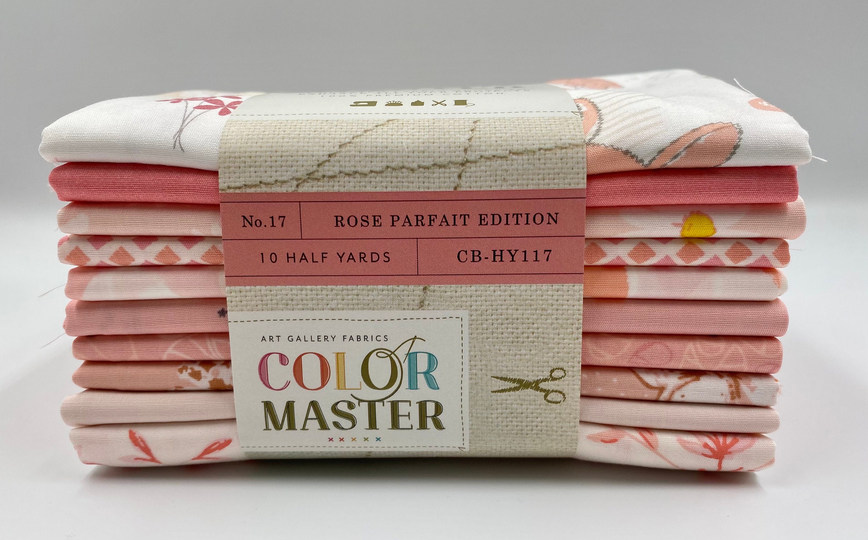 Color Master 10 Half Yards Bundle Fabric Art Gallery Rose Parfait Edition 100% Premium Cotton ...