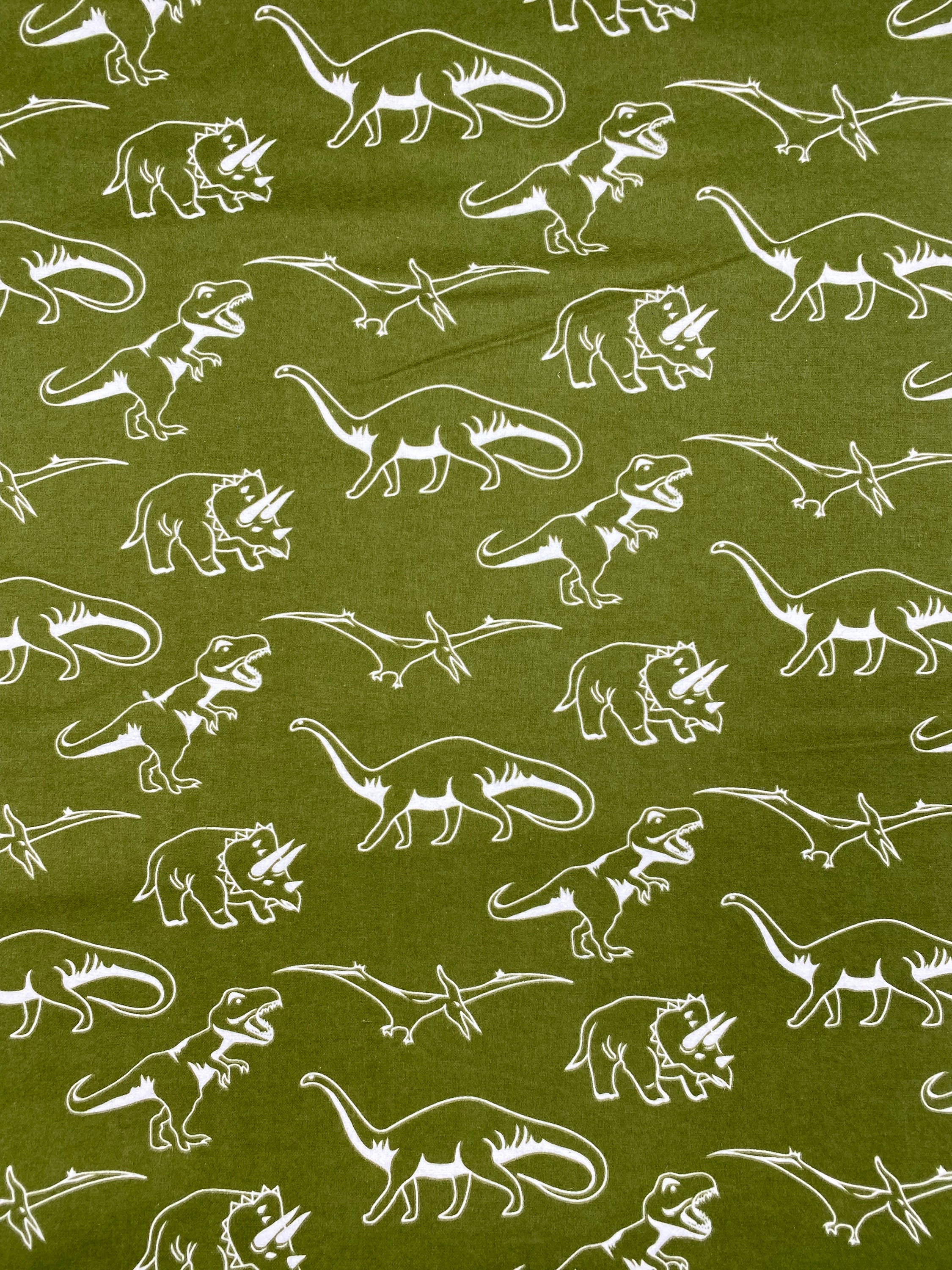 Dinosaur Flannel Fabric by the Yard 100% Cotton Glow in the Dark ...