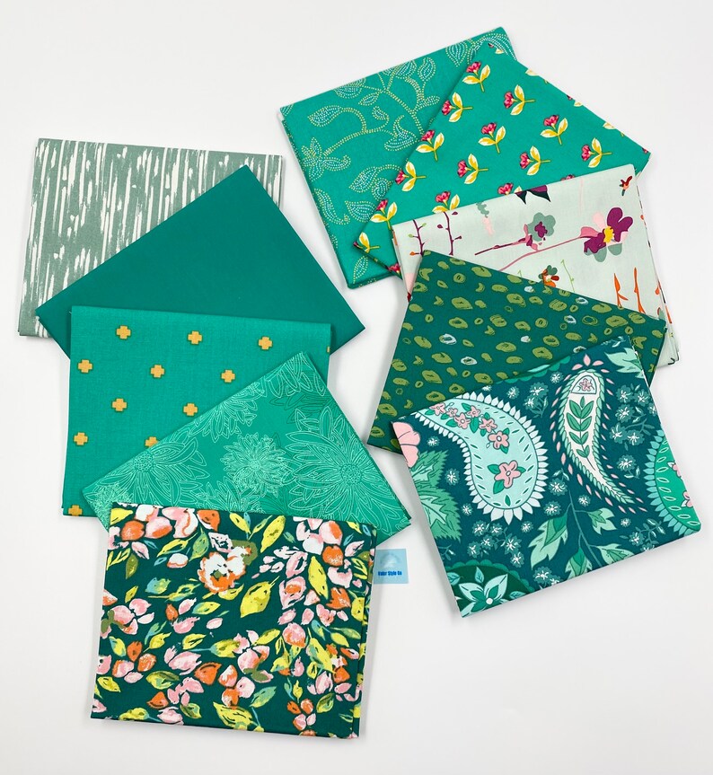 Color Master 10 Fat Quarters Bundle Fabric Art Gallery Emerald Stone ...