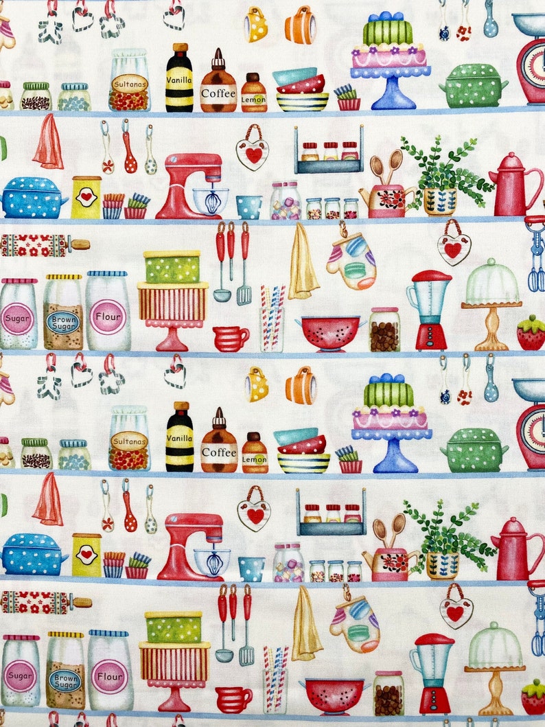 Baker's Shelves Fabric 100% Cotton Fabric by Yard Dinning Cotton Fabric ...