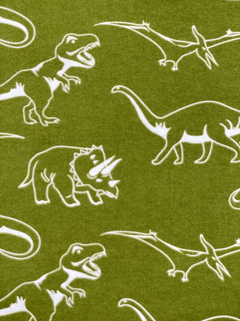 Dinosaur Flannel Fabric by the Yard 100% Cotton Glow in the Dark ...