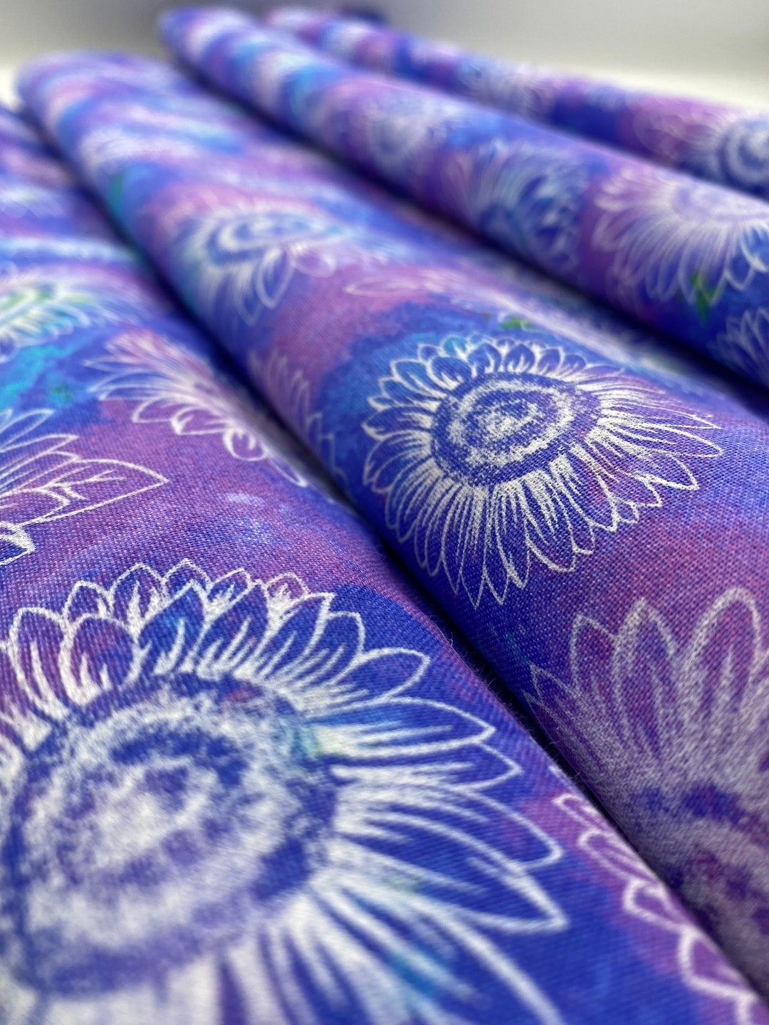 Purple Sundrenched Sunflower Fabric Cotton 100% Cotton Fabric ...