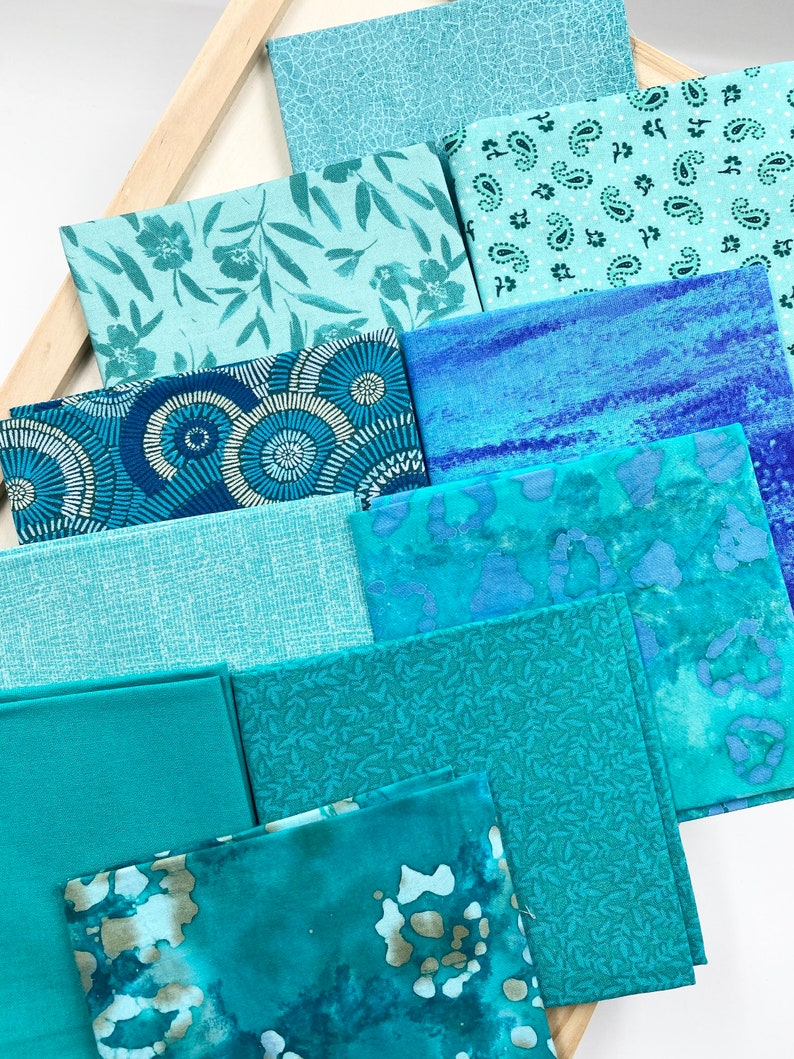 10 Fat Quarters Bundle Blue Shades 100% Cotton Fabric Bundle Quilting ...